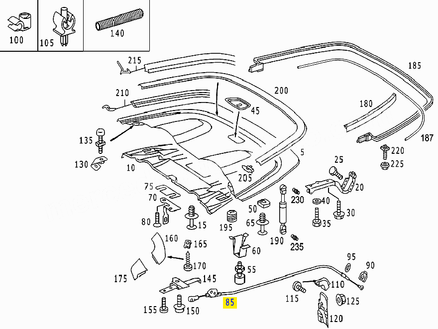 GEZİCİ OTOMOTİV - A2087500159 2087500159 MERCEDES W208 SOL TENTE TELİ ...