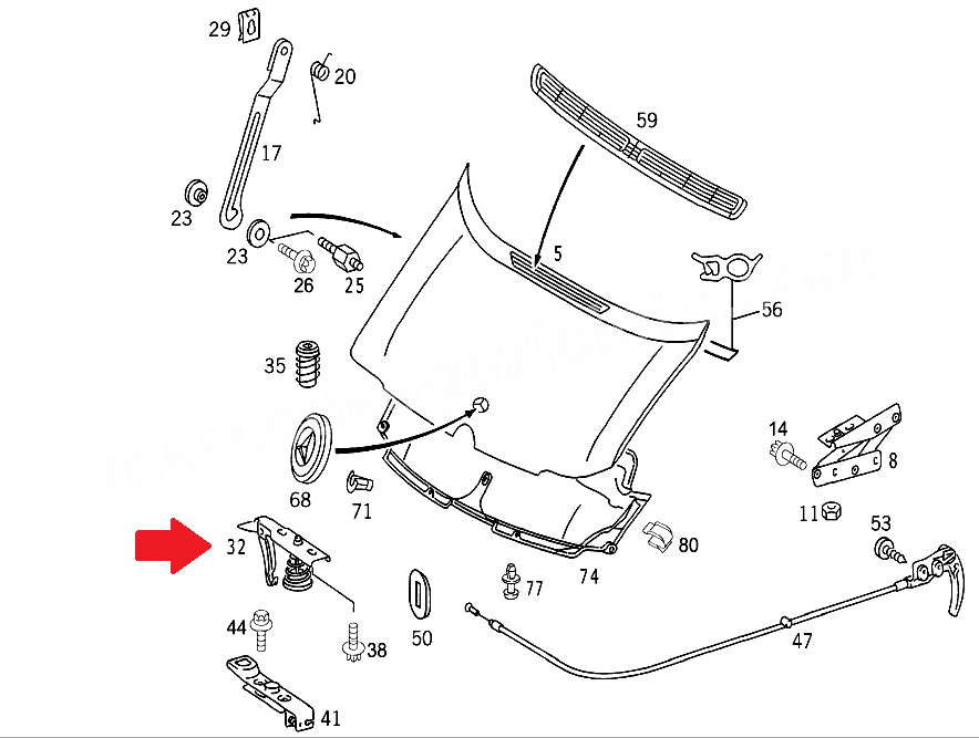 GEZİCİ OTOMOTİV - A9017500084 9017500084 W901 KAPUT KİLİT KANCASI ORJİNAL